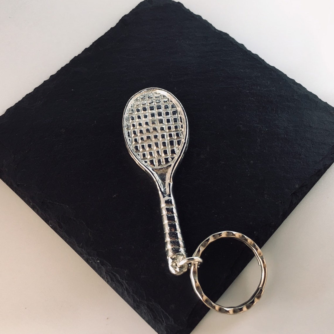 Tennis Racket Key Ring, Handmade UK Modern English Pewter, Tennis ...