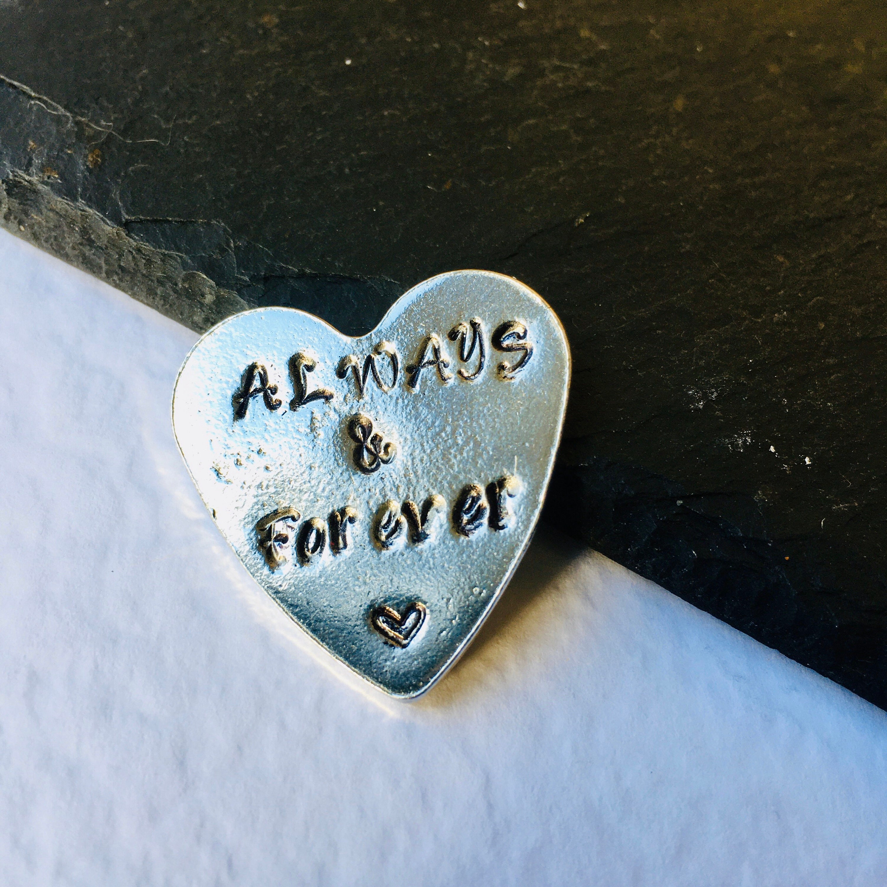 I Love You More Heart Keepsake Token, Handmade UK Modern English Pewter ...
