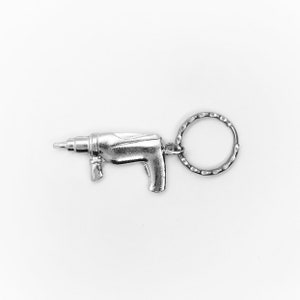 Drill Key Ring, Tool Keyring, Handmade UK Modern English Pewter, Drill ...