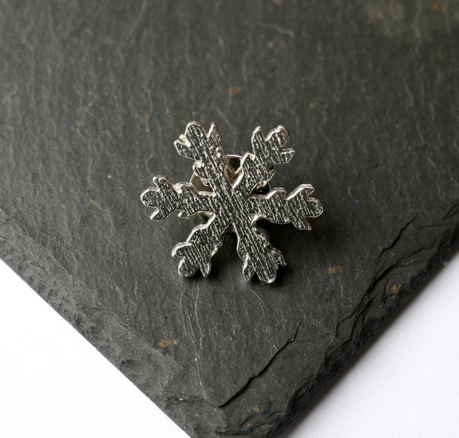 Snowflake Pin Badge Handmade Modern English Pewter Christmas - Etsy