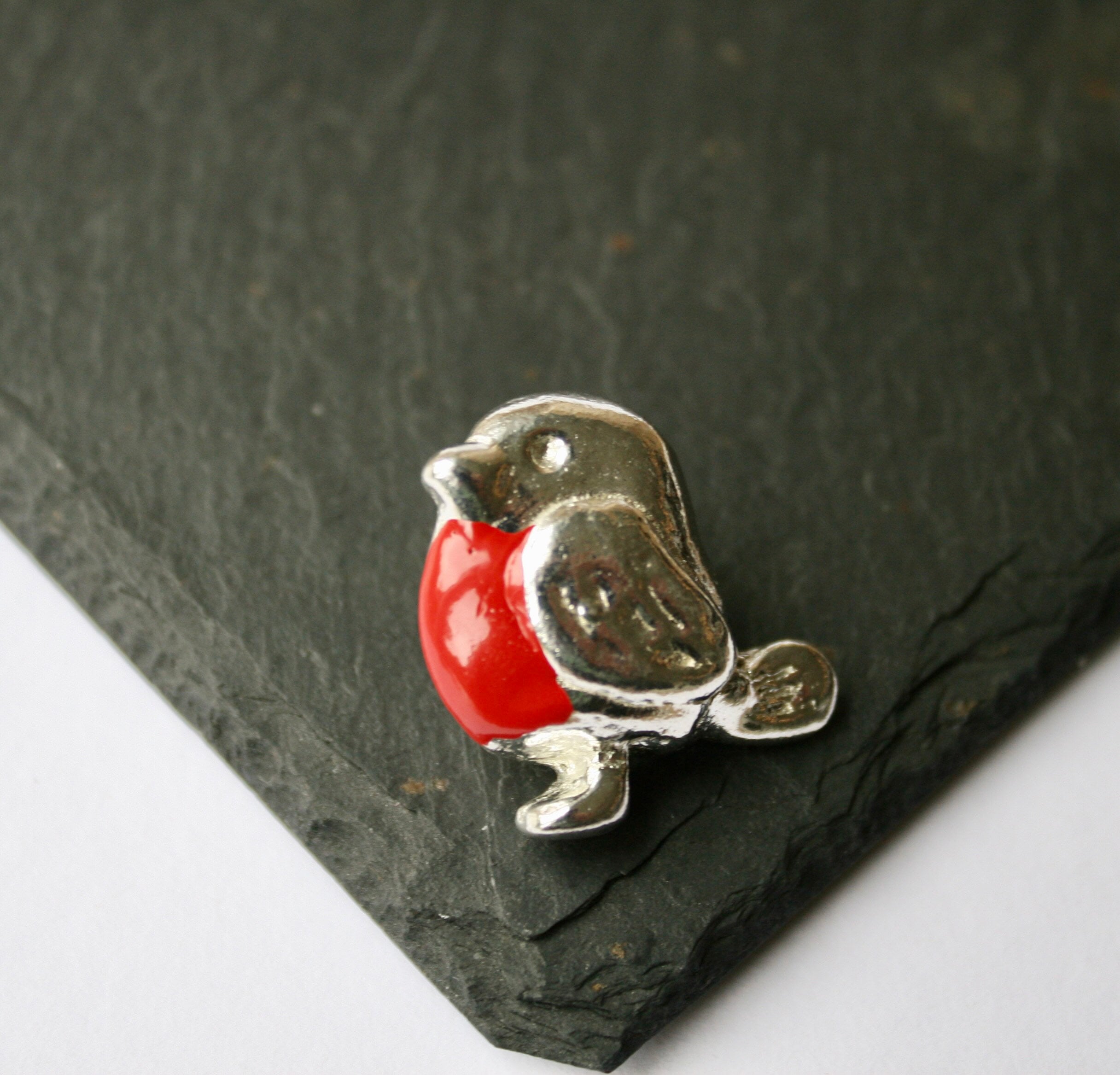 Robin Pin Badge Handmade Modern English Pewter Robin Red - Etsy