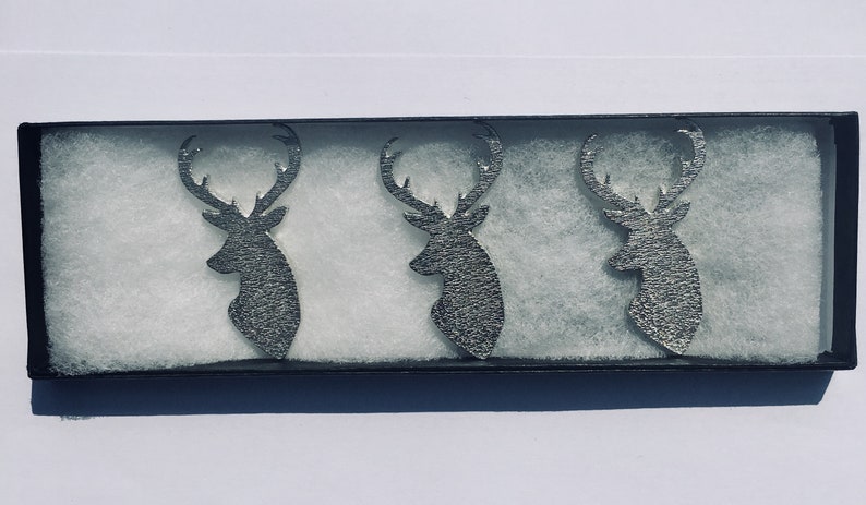Stag Head Candle Pins set of 3 Stag head silver stag head | Etsy