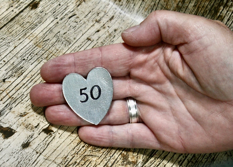 50th Birthday Card Pocket Heart Keepsake Token on Birthday | Etsy