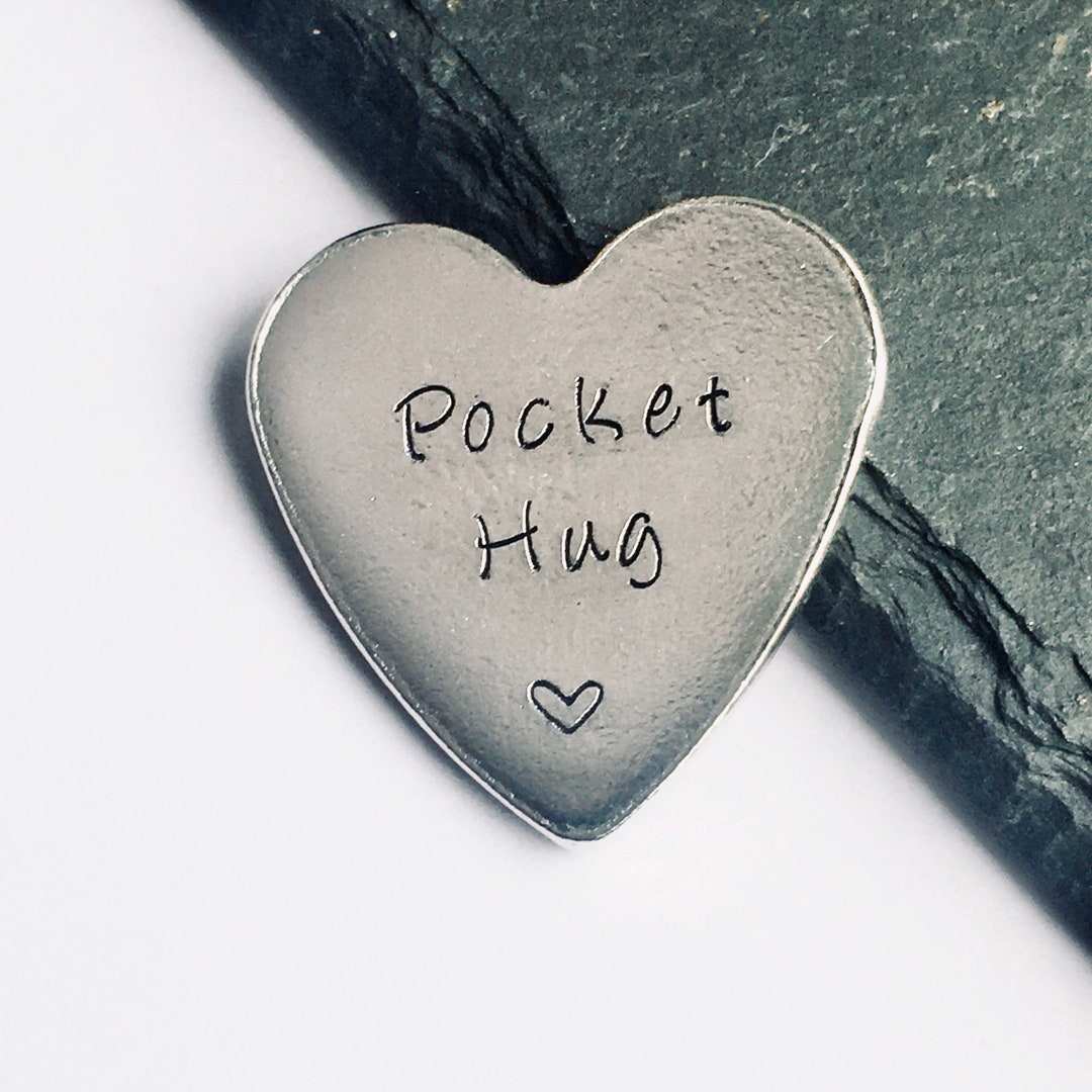 Pocket Hug Personalised Heart Keepsake Token, Pewter, Hand Stamped With ...