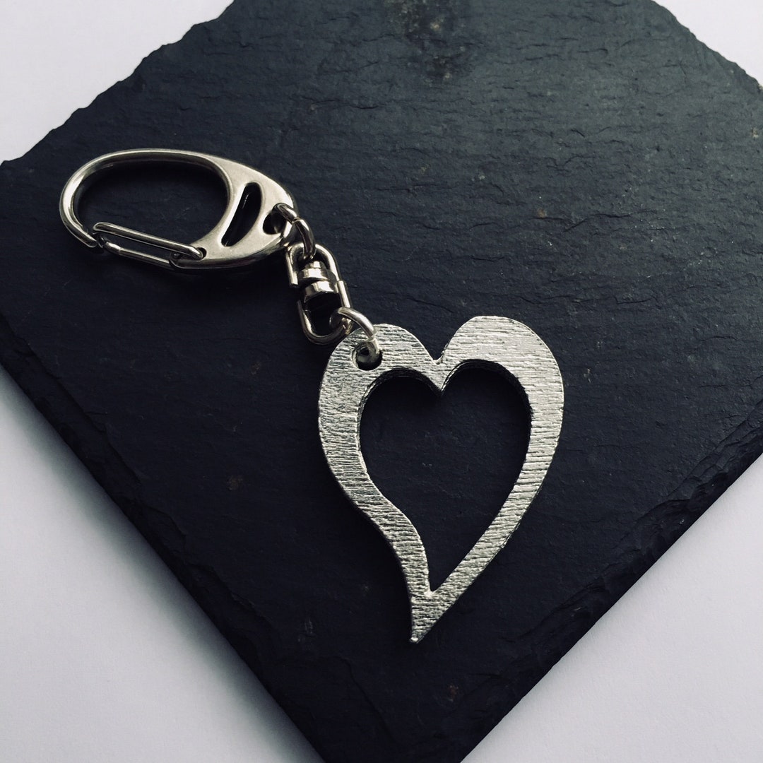 Heart Bag Charm, Heart Keyring, Heart Keychain, Silver Heart, Silver ...