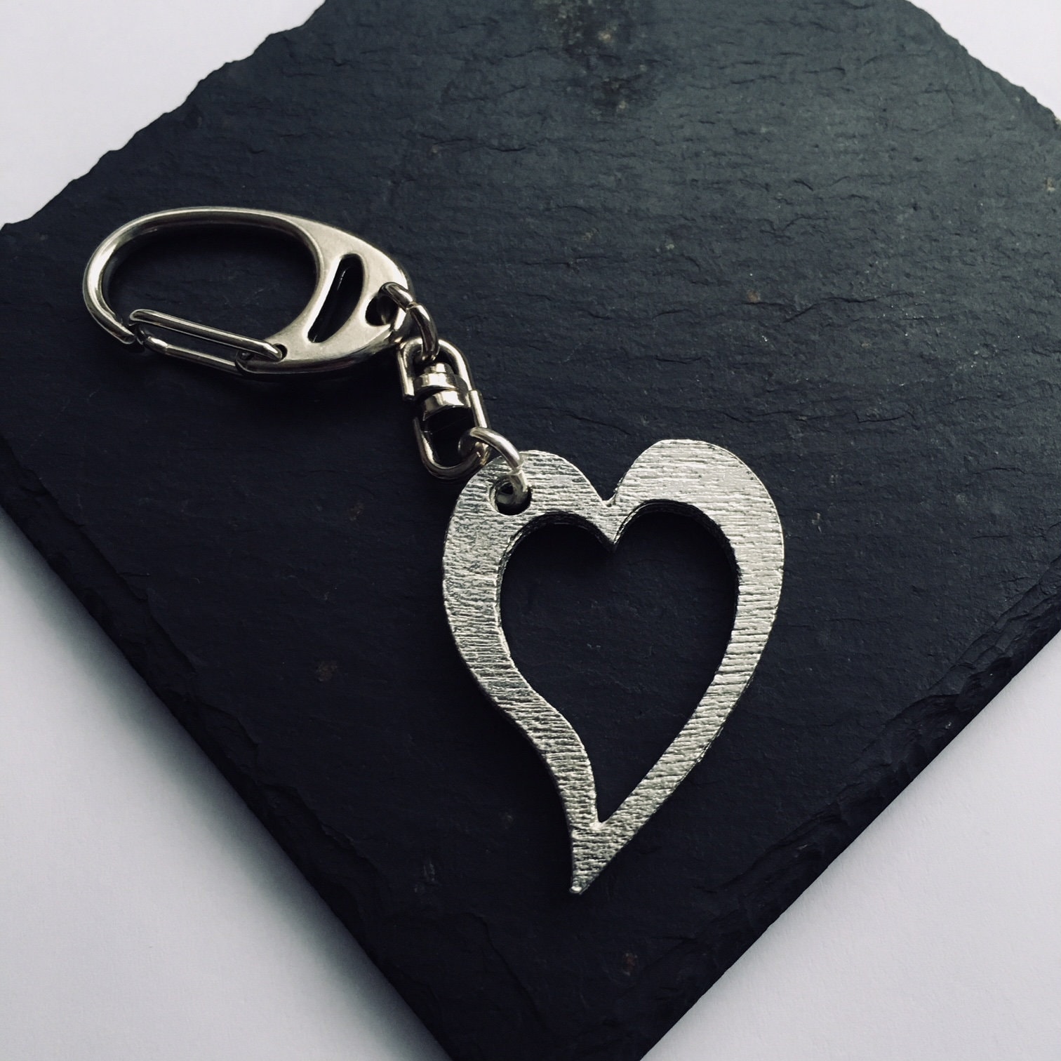 Heart Bag Charm Heart Keyring Heart Keychain Silver Heart - Etsy