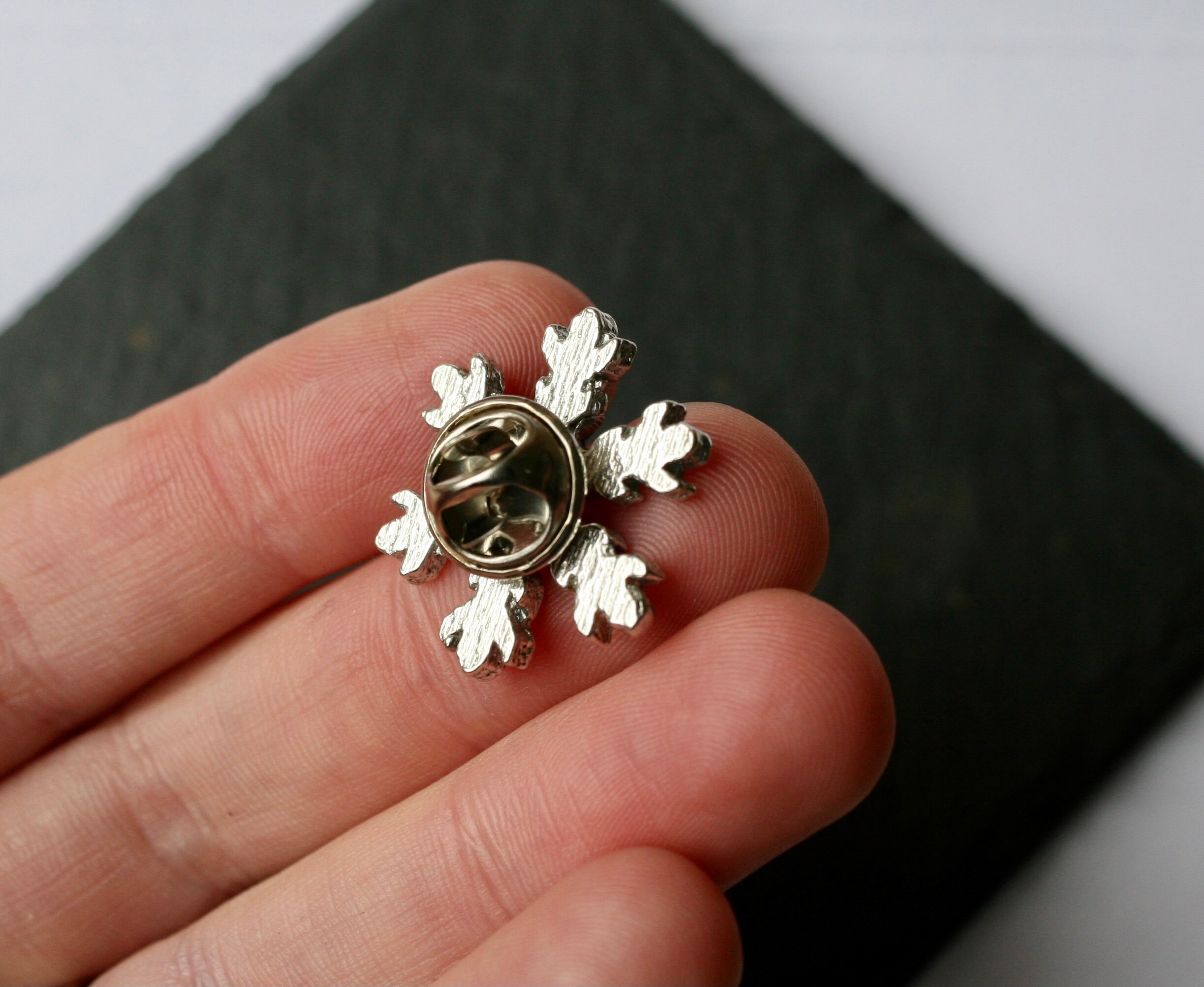 Snowflake Pin Badge Handmade Modern English Pewter Christmas - Etsy
