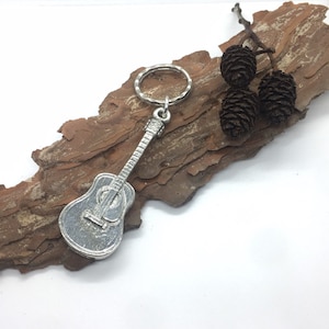 Guitar Key Ring, Handmade UK Modern English Pewter, Guitar Keychain - Etsy