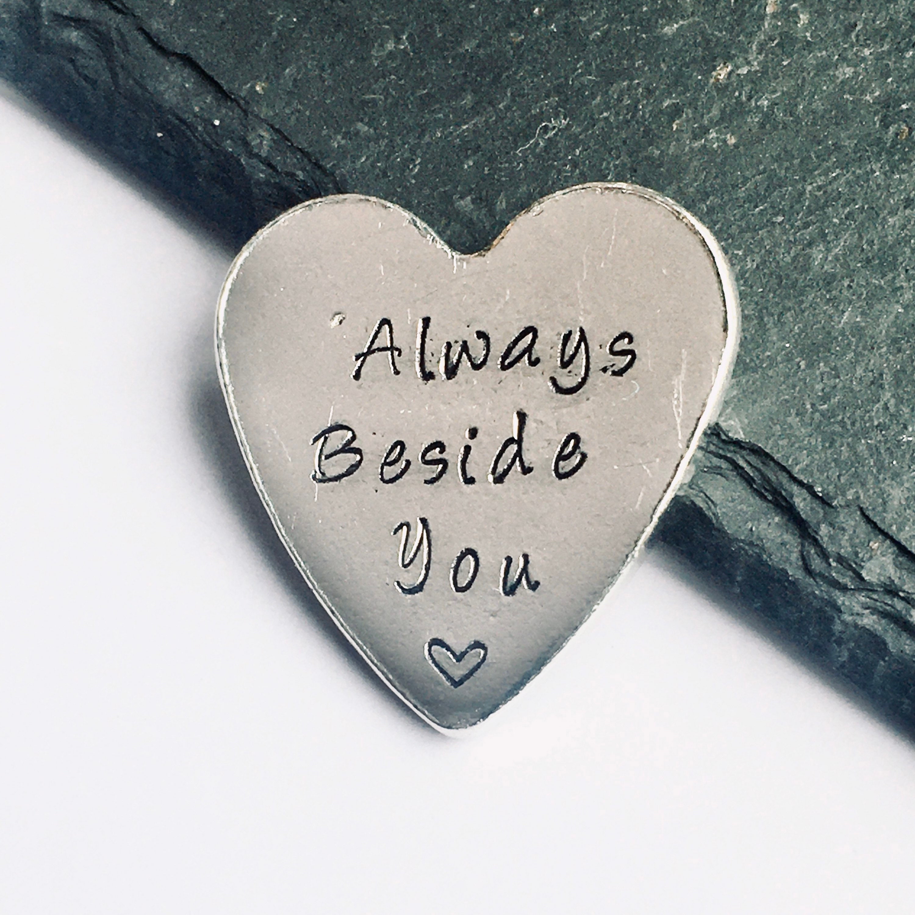Always Beside You Personalised Heart Keepsake Token Handmade | Etsy