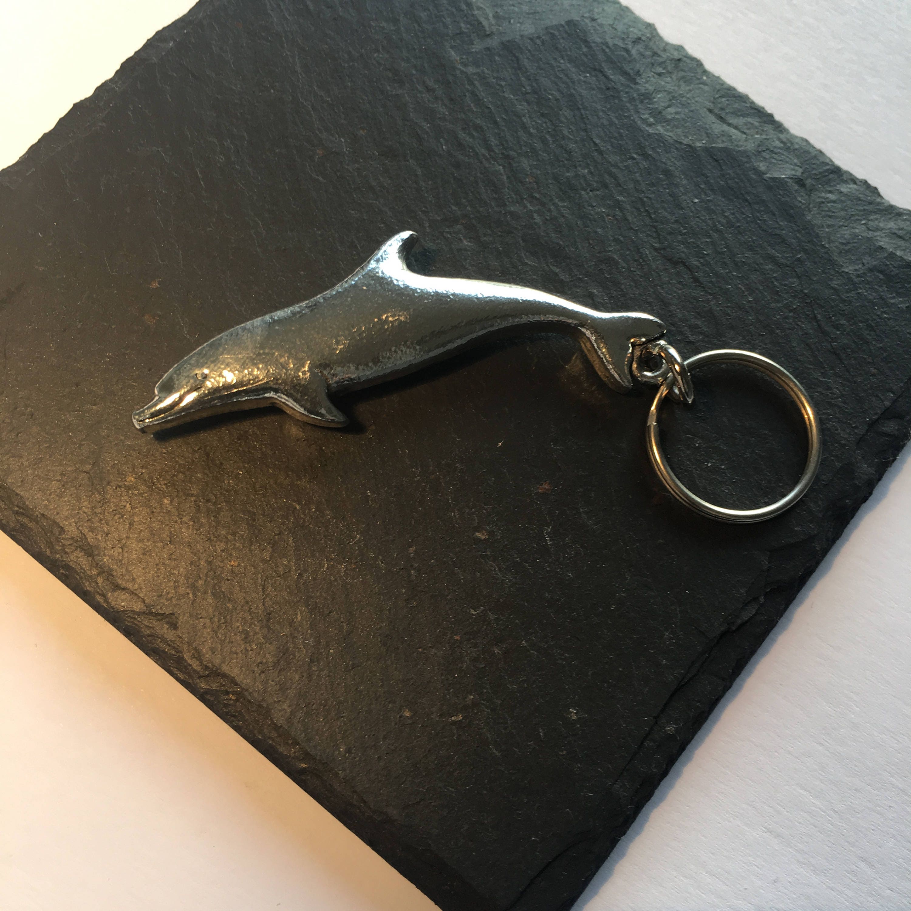 Dolphin Key Ring Handmade UK Modern English Pewter Dolphin | Etsy