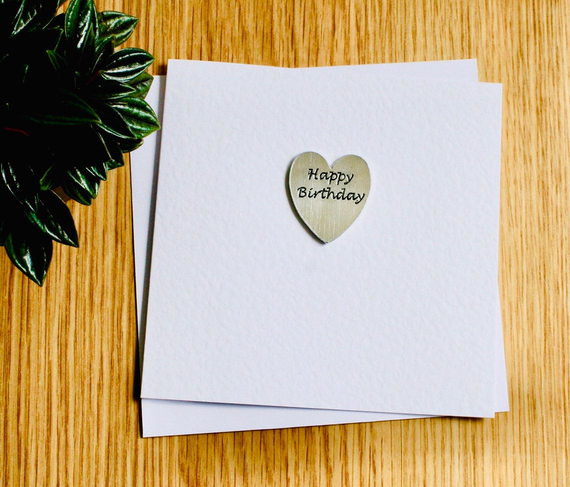 Pocket Heart Keepsake Token on Birthday Card. Happy Birthday Card ...