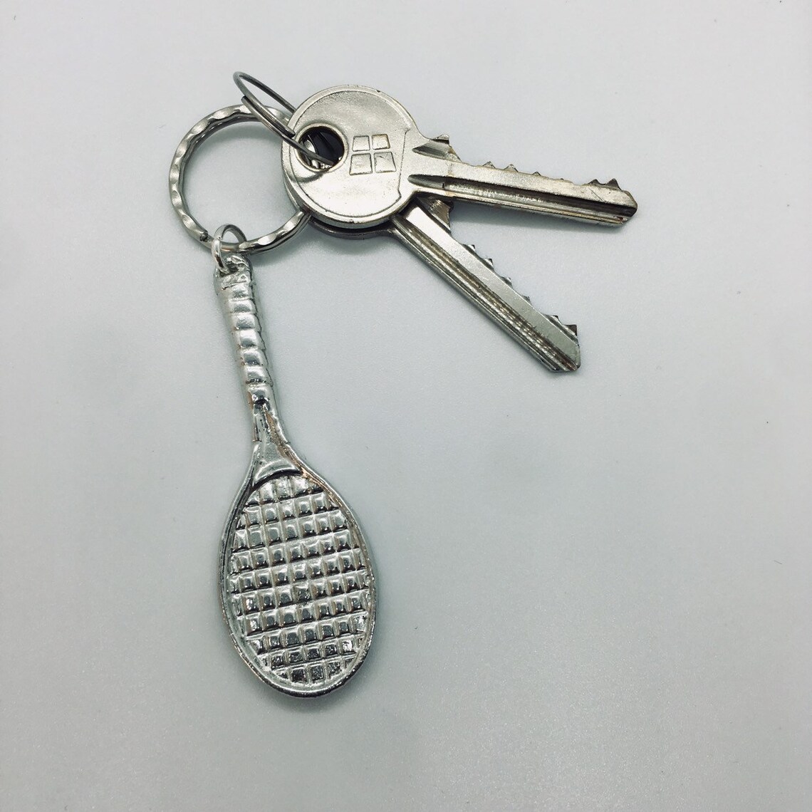 Tennis Racket Key Ring, Handmade UK Modern English Pewter, Tennis ...