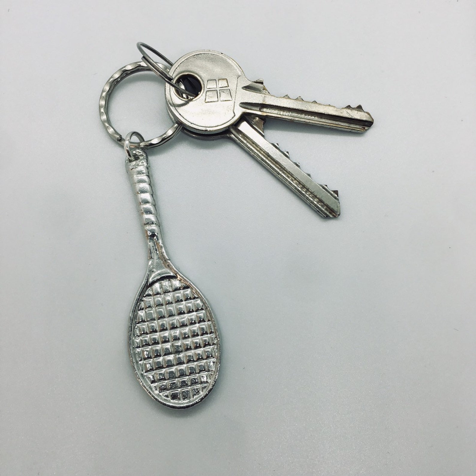 Tennis Racket Key Ring, Handmade UK Modern English Pewter, Tennis ...