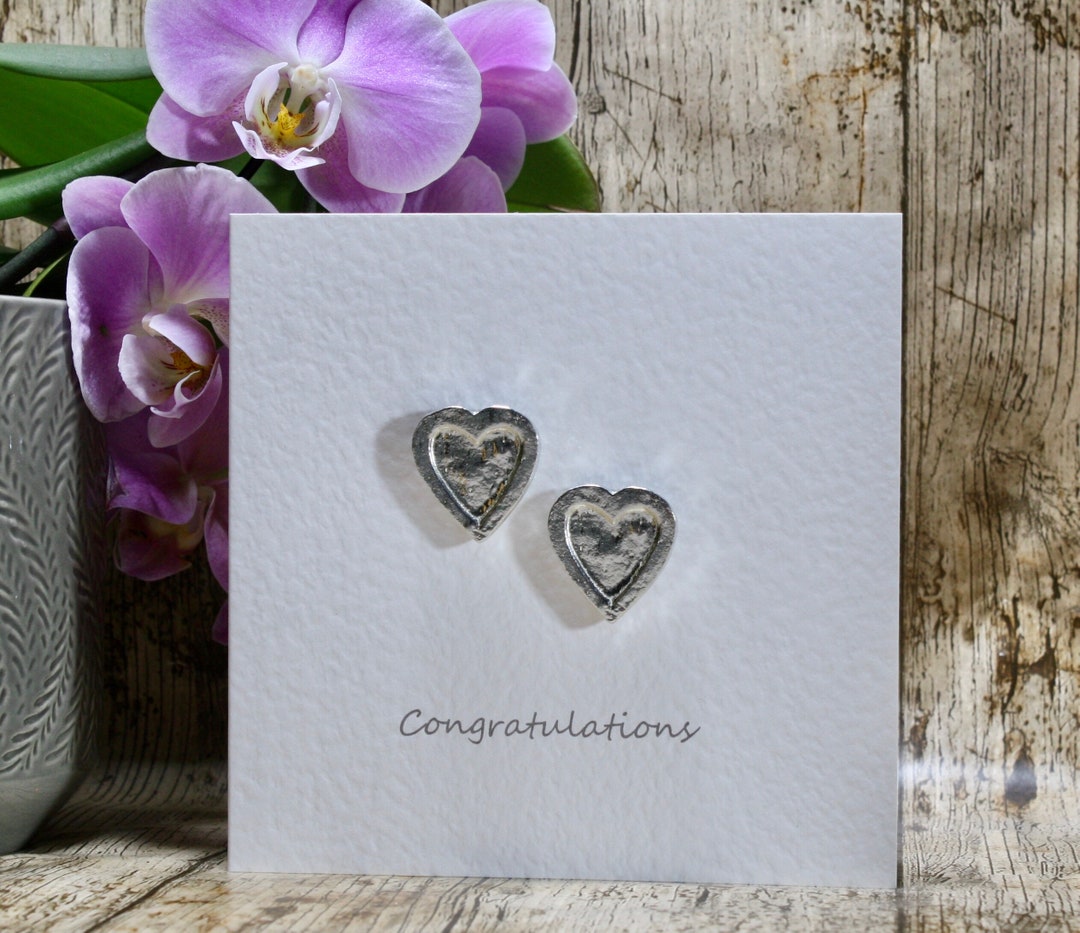Congratulations Double Heart Keepsake Token Greetings Card ...