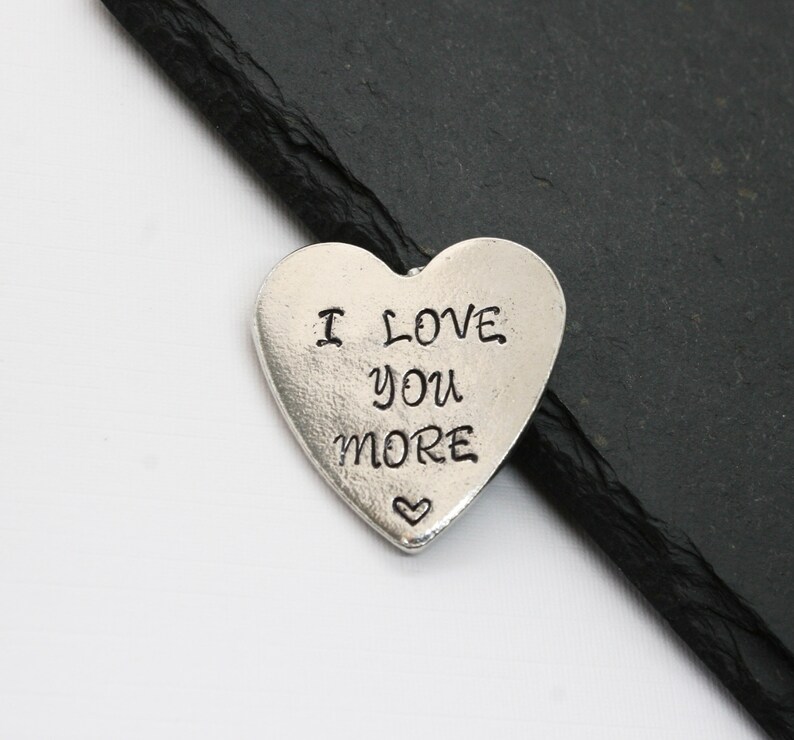 I Love You More Personalised Heart Keepsake Token, Handmade UK Modern ...
