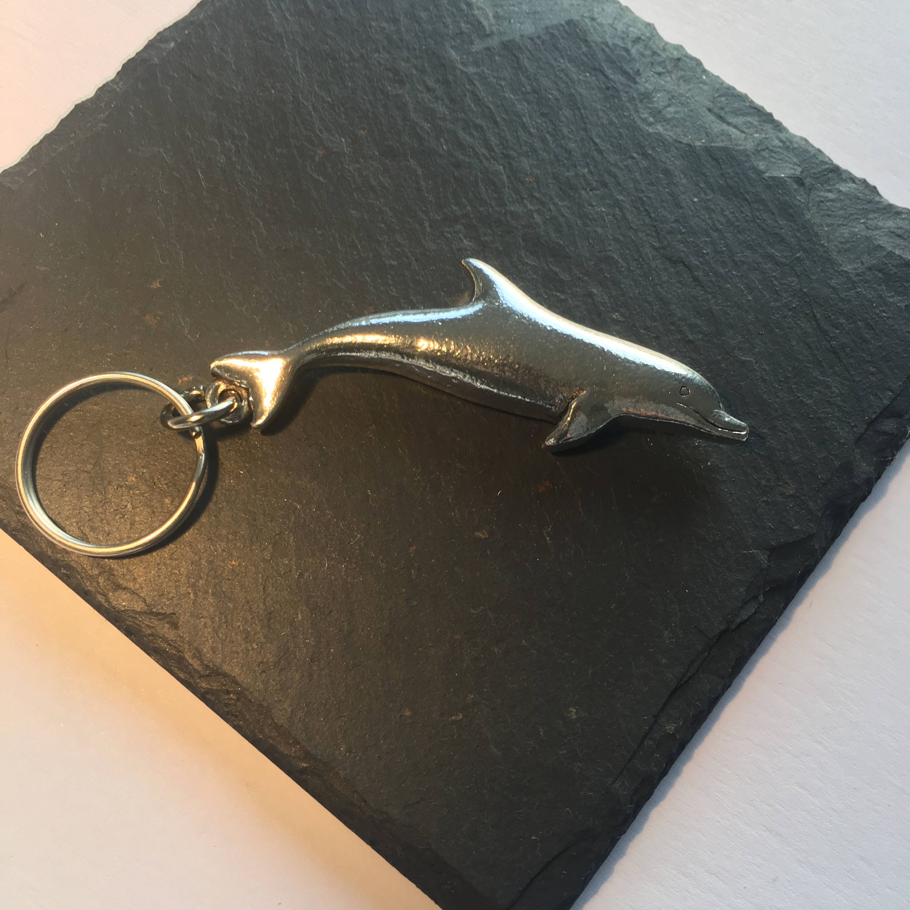 Dolphin Key Ring Handmade UK Modern English Pewter Dolphin | Etsy