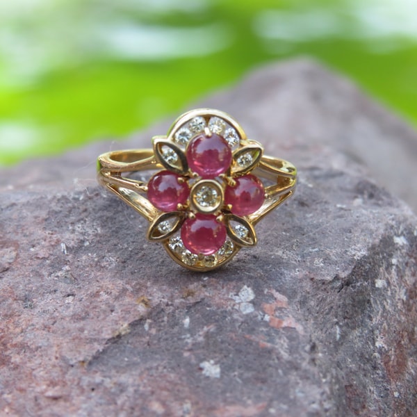 Ruby Cabochon Ring - Etsy