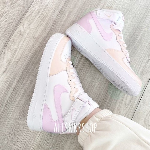 Custom Air Force 1 Mid Sneakers Black Gray Mismatch - Etsy