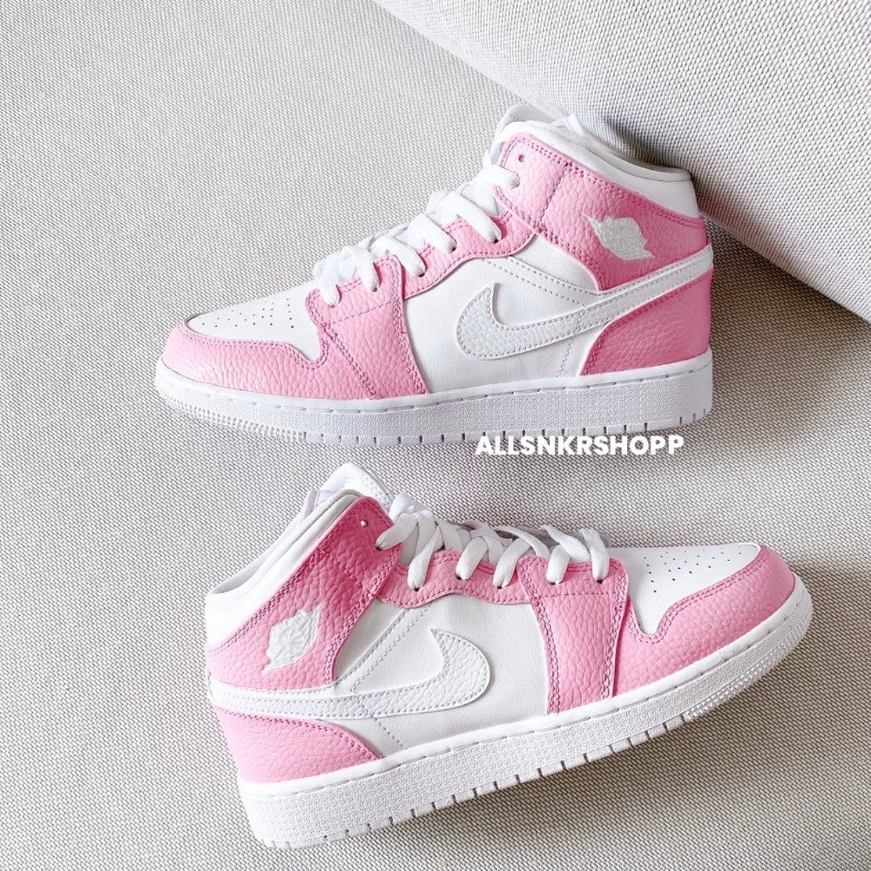 Pink Nike Air Jordan 1 Mid Custom - Etsy UK