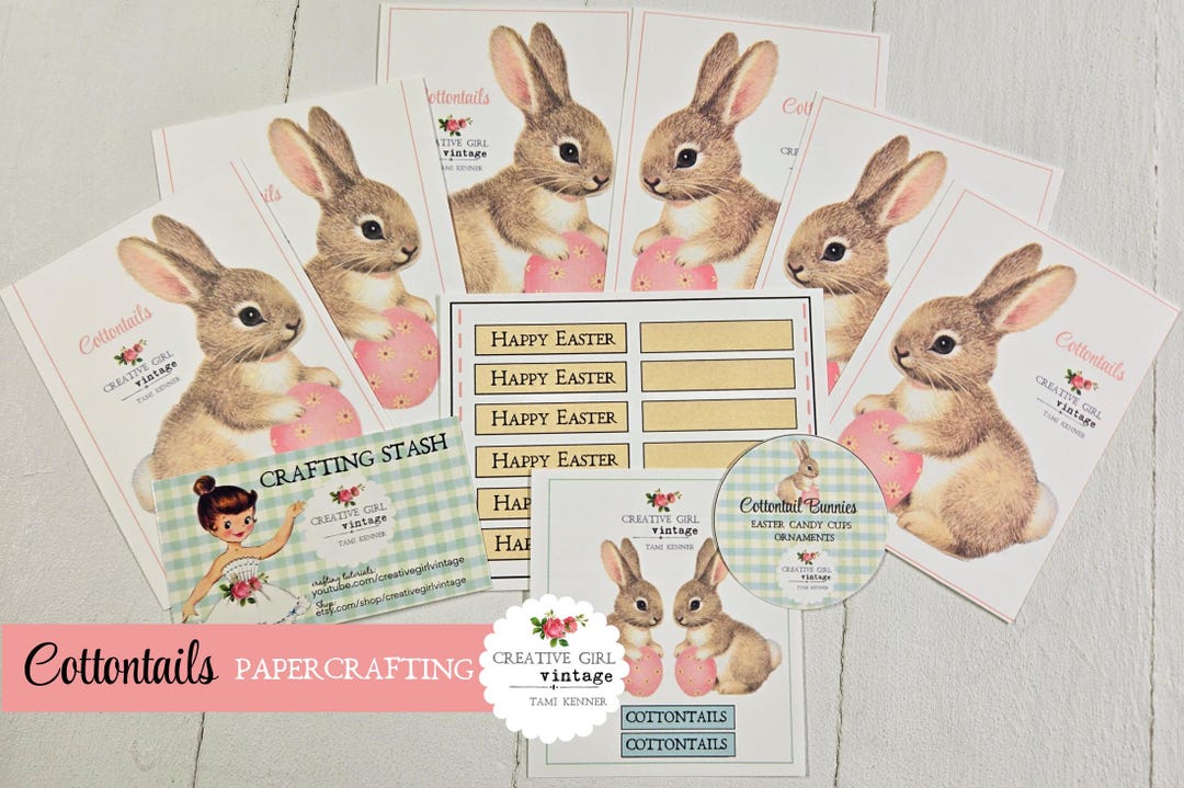 Cottontail Bunnies Paper Crafting Image Bundle Easter Crafting ~candy ...