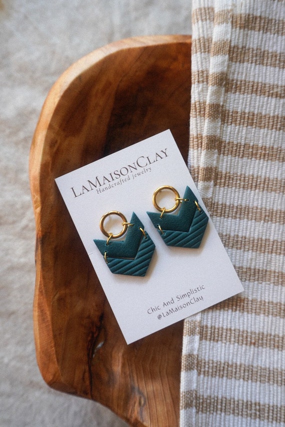 THE KENDALL Polymer Clay Minimalist Earrings Textured | Etsy
