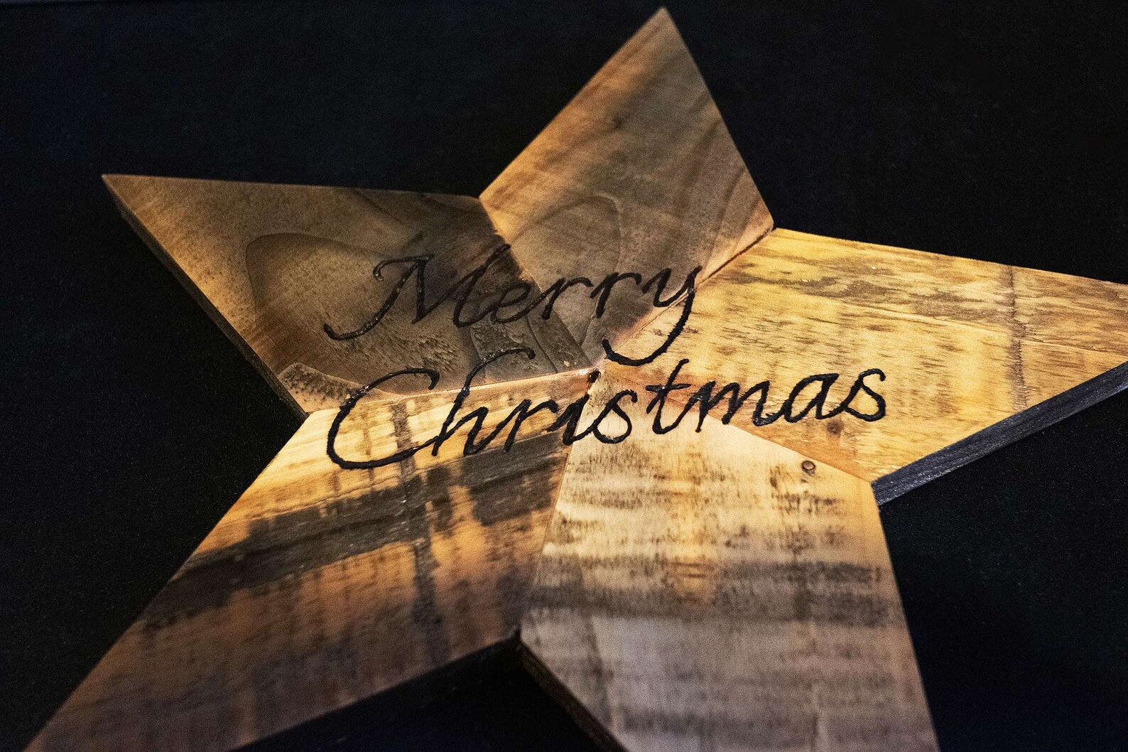 Christmas wooden star rustic carved with Merry Christmas | Etsy