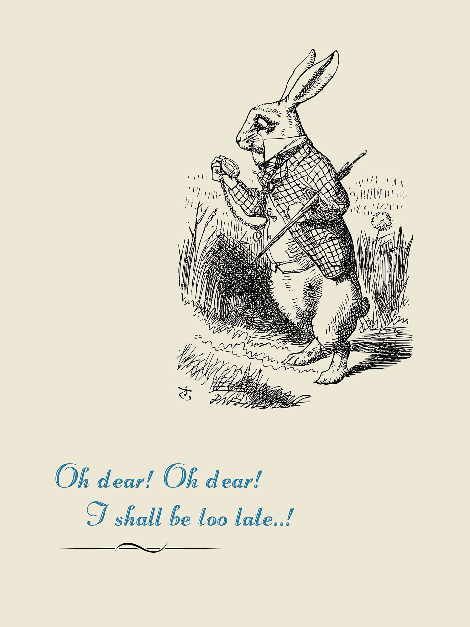 Alices Adventures in Wonderland Art Print Poster, White Rabbit Late Art ...