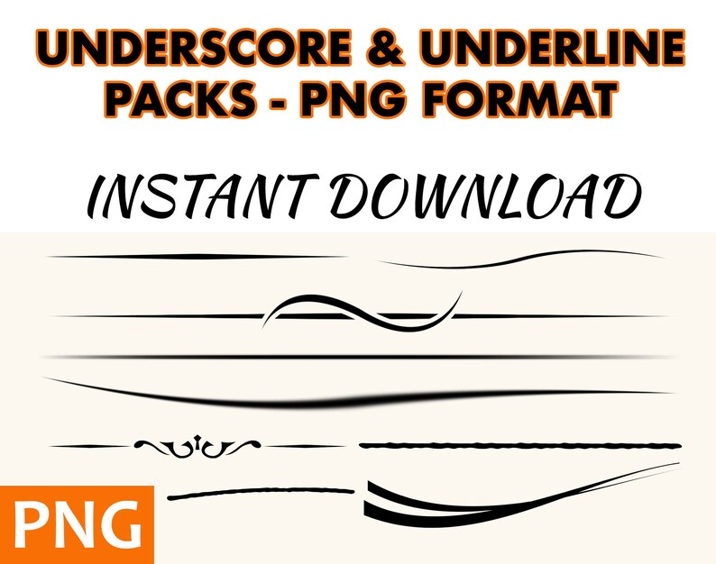 Decorative Underlines Clipart, Underscore, Fancy Lines, Instant ...