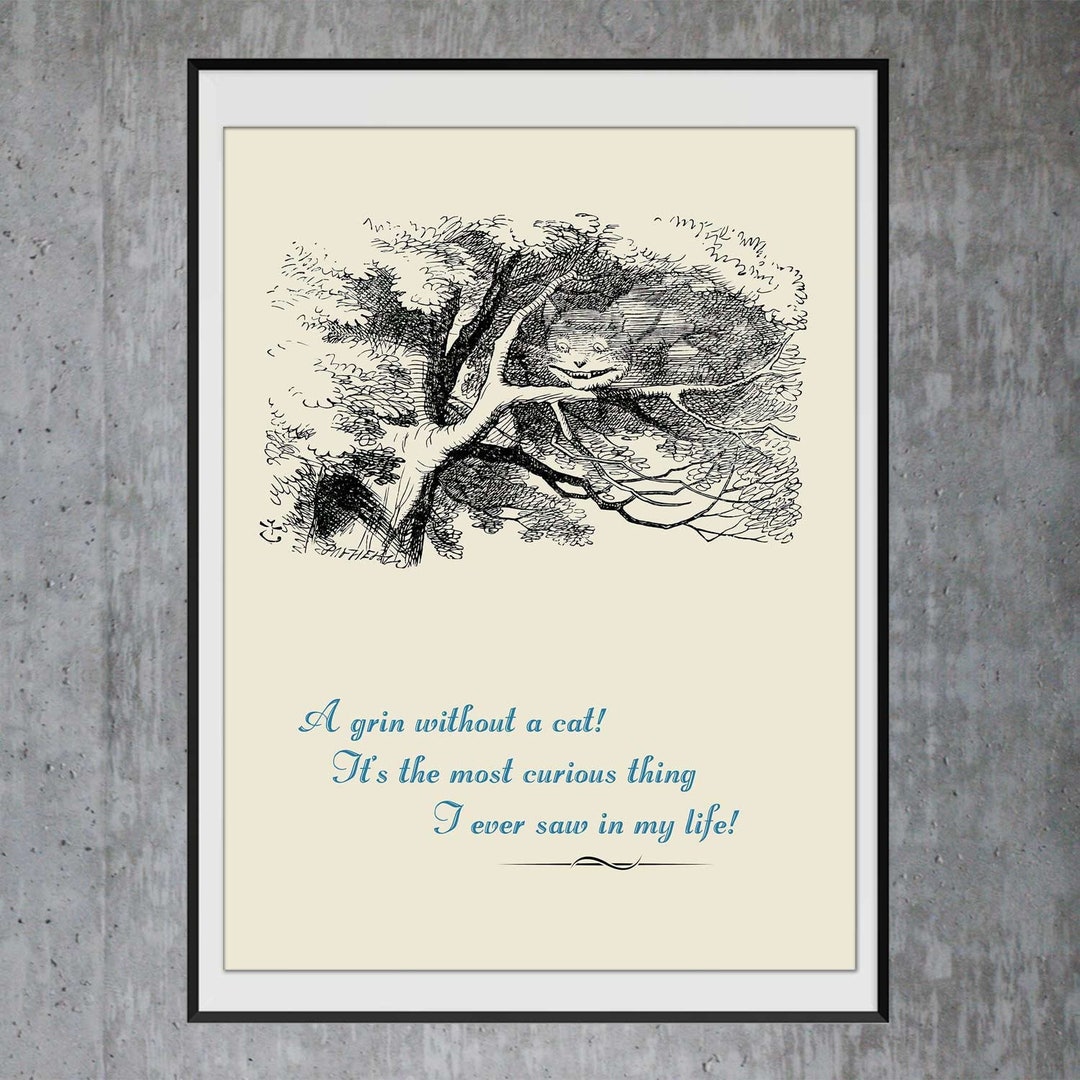 Alice’s Adventures in Wonderland - Art Print Poster, Cheshire Cat Grin ...