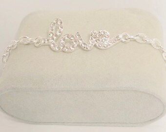 Silver love bracelet | Etsy