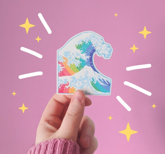 Rainbow Wave Sticker / Cute Sticker / Japanese-inspired - Etsy