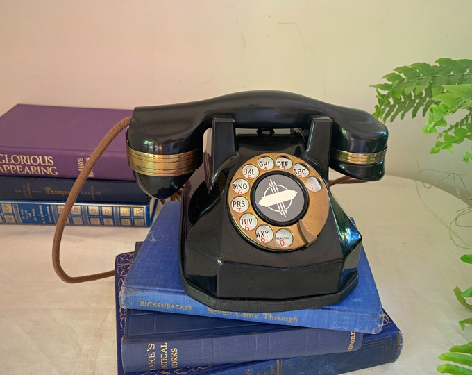 Black Art Deco Rotary Telephone - Etsy