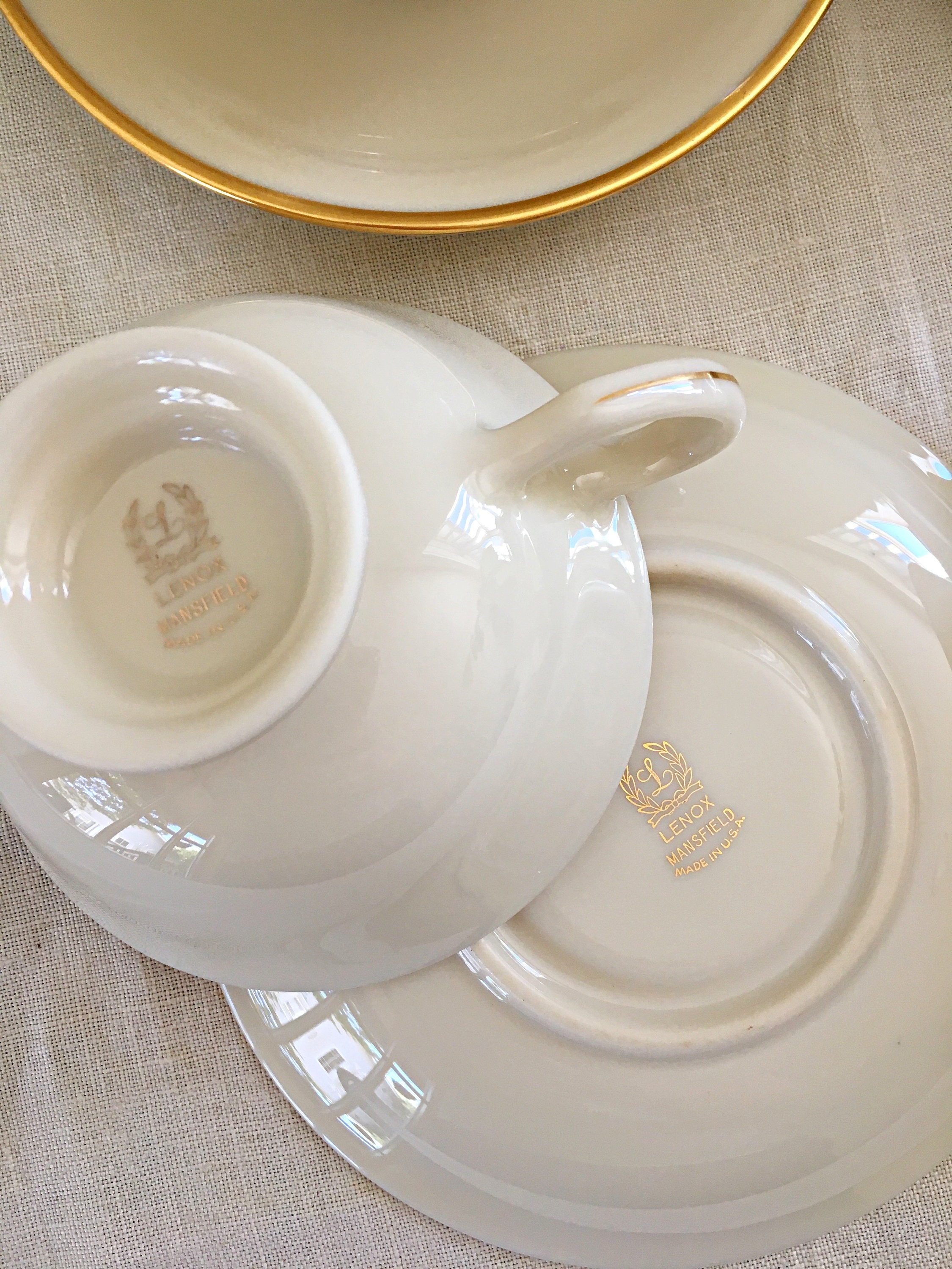Ivory Lenox China Cups and Saucers Set of 4, Lenox Mansfield - Etsy