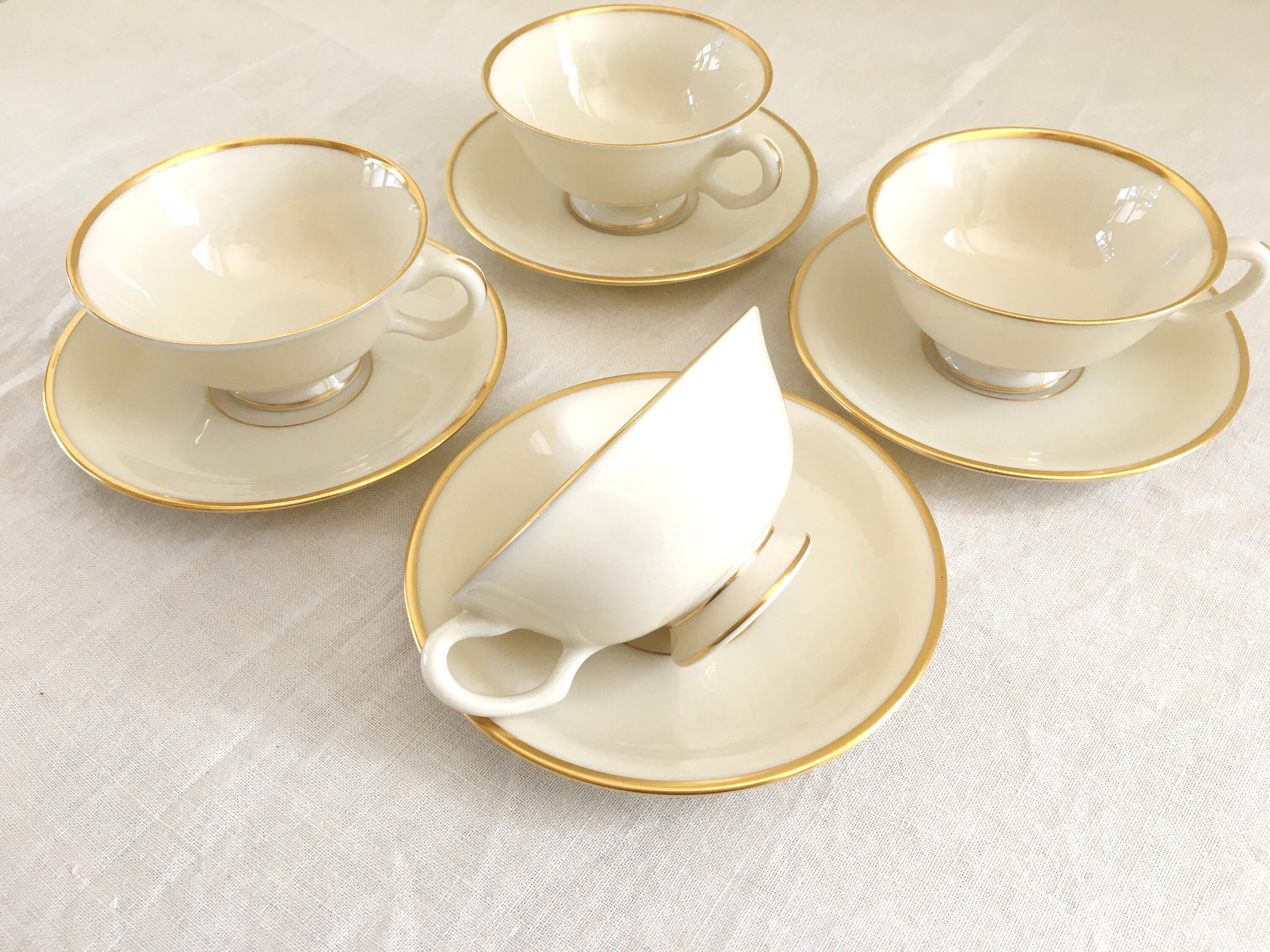 Ivory Lenox China Cups and Saucers Set of 4, Lenox Mansfield - Etsy