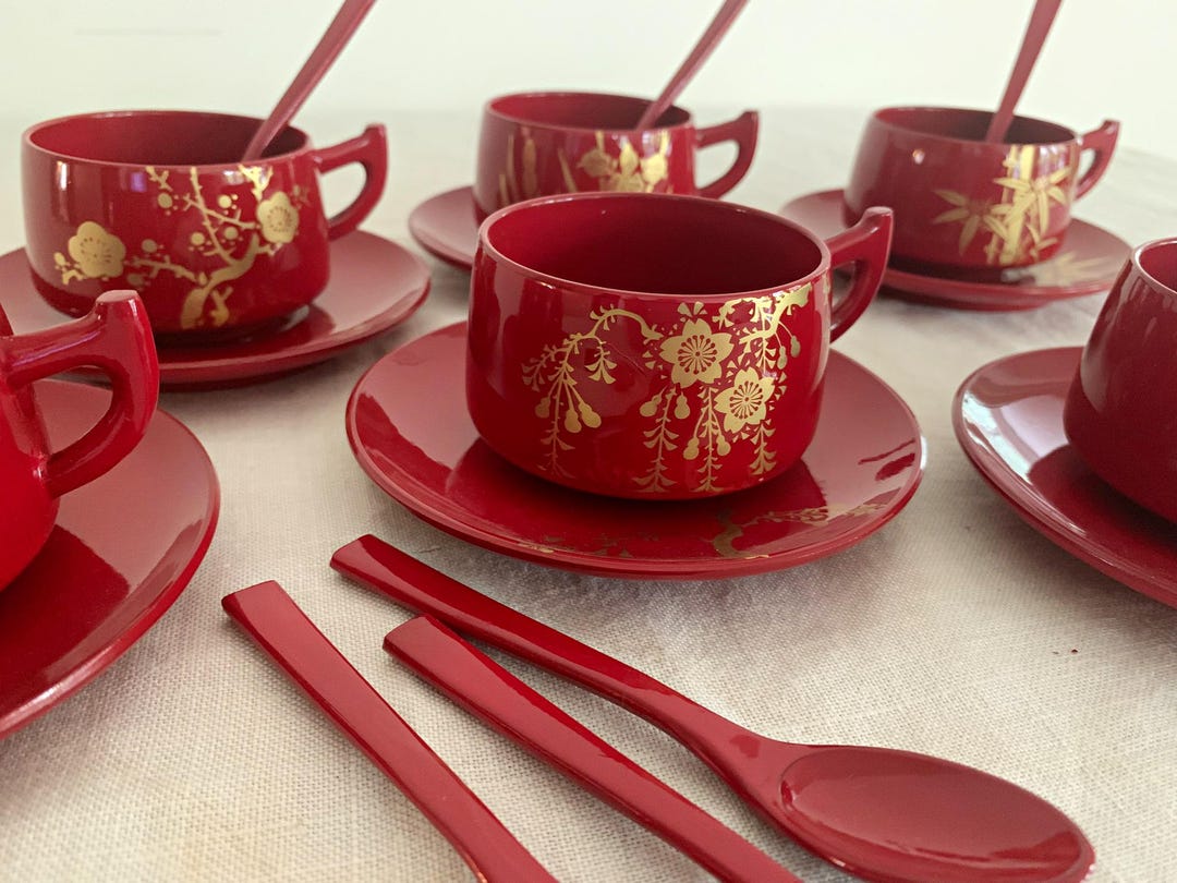 Japanese Lacquer Tea Set, Complete Boxed Set - Etsy