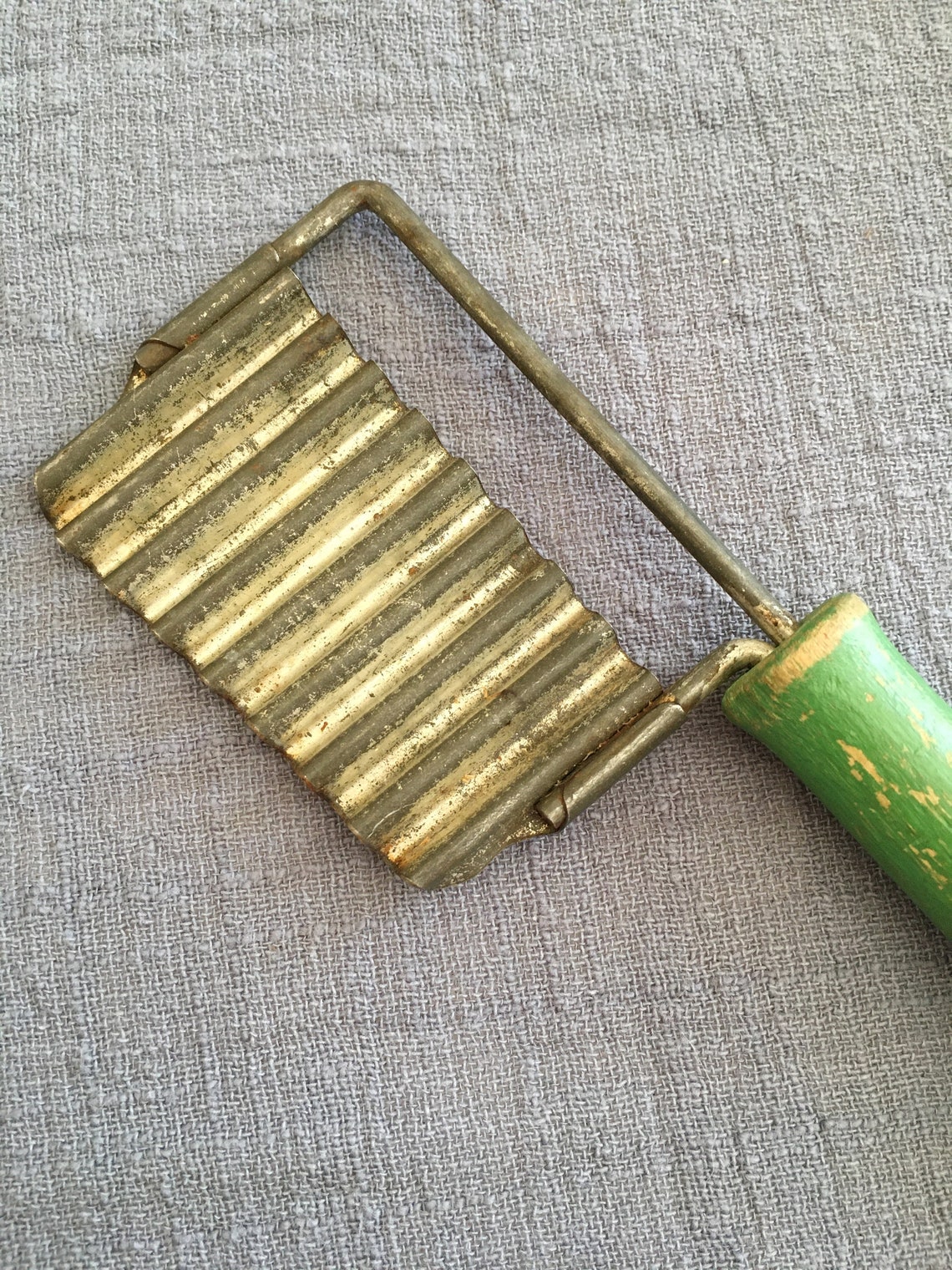 Wavy Potato Cutter Green Handle Vintage Kitchen | Etsy