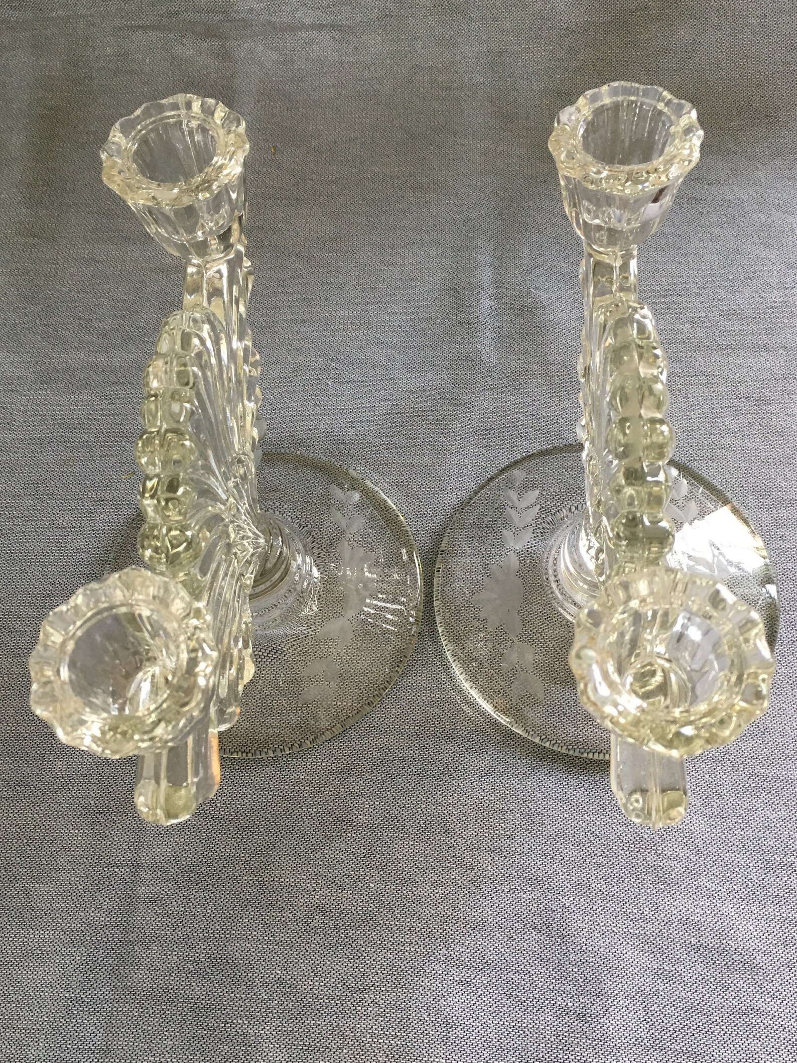 Depression Glass Double Light Candlesticks, Art Deco Style by Paden ...