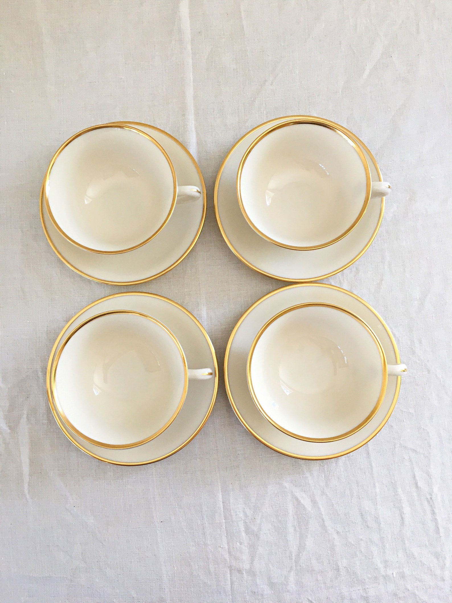 Ivory Lenox China Cups and Saucers Set of 4, Lenox Mansfield - Etsy