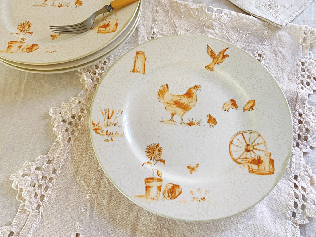 Hen and Chicks Dinner Plates Set of 4, Farberware Fruit Cocktail - Etsy