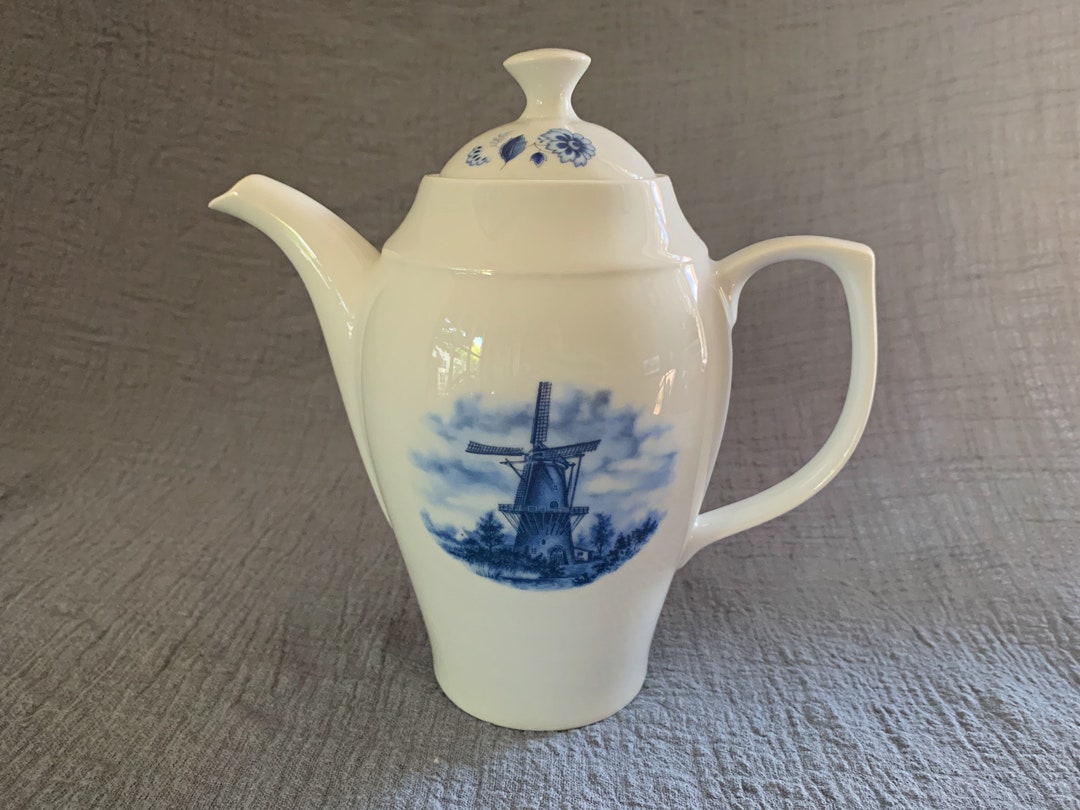 Ter Steege Delft Coffee Pot With Windmill - Etsy