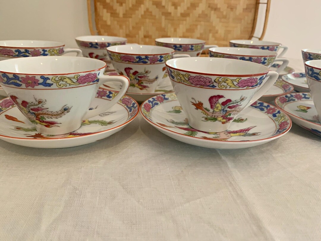 Chinese Phoenix, Cups and Saucers, Set of 10, Lunar New Year Dishes - Etsy