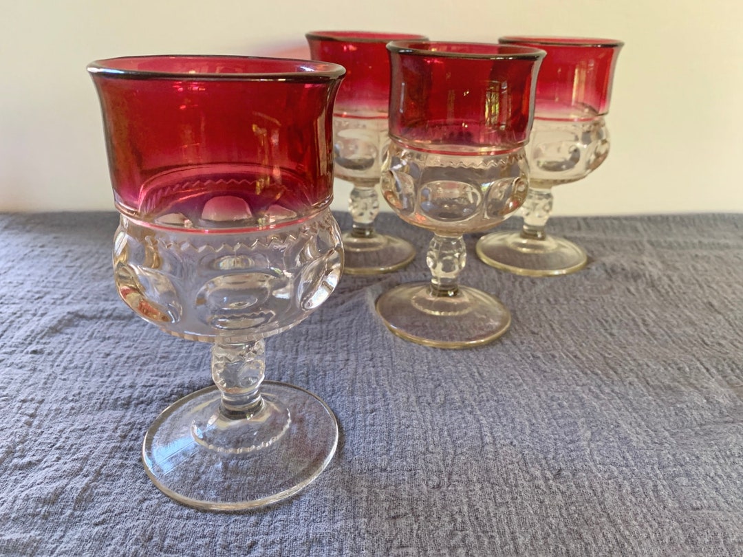 Kings Crown Ruby Flashed Water Goblets, Set of 4 - Etsy