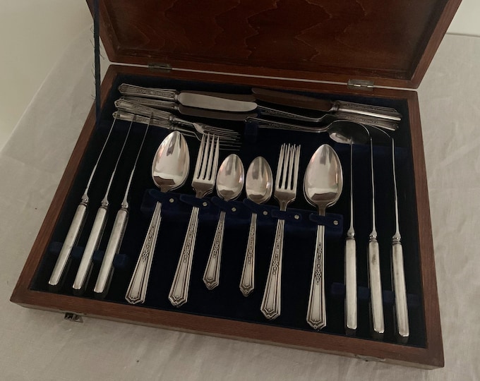 Japanese Flatware Set, Seki HKK, 37 Pieces With Case, New Marry Pattern ...