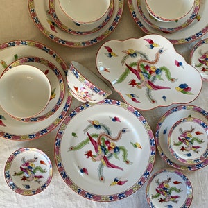 Chinese Phoenix Dinnerware Set, 17 Pieces, Chinese New Year Dishes Set ...
