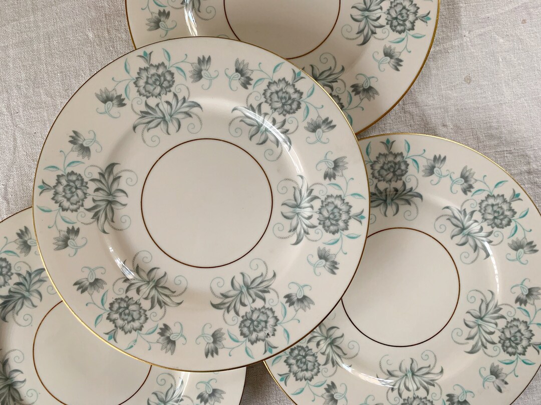 Mid Century Modern Turquoise Salad Plates, Caprice by Castleton ...