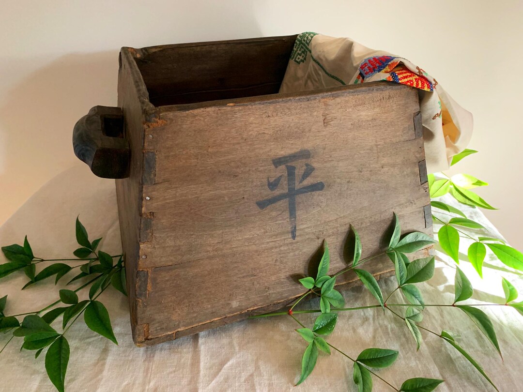 Large Antique Asian Rice Bucket With Dovetail Joints, Signed - Etsy
