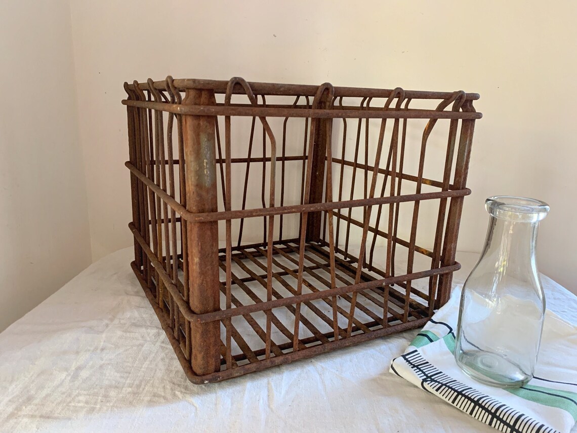 Rusty Steel Milk Crate - Etsy