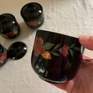 Japan Lacquered Cups or Bowls With Lids, Set of 4 - Etsy