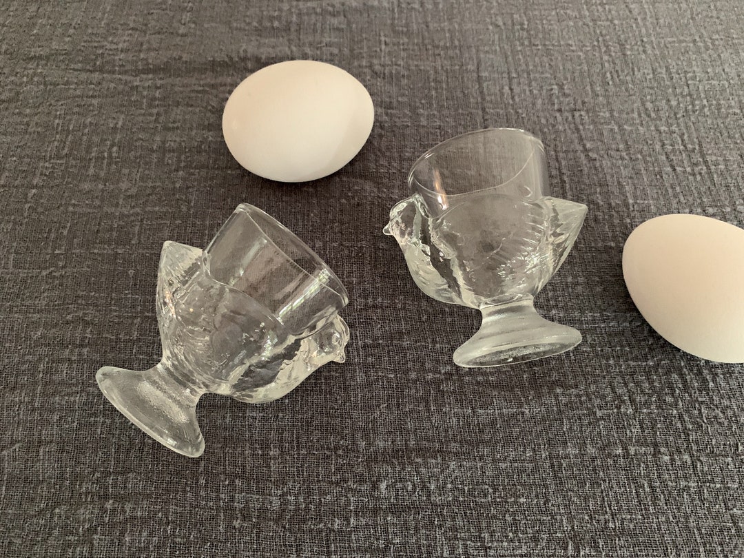 Vintage Glass Chicken Egg Cups, Set of 2 - Etsy