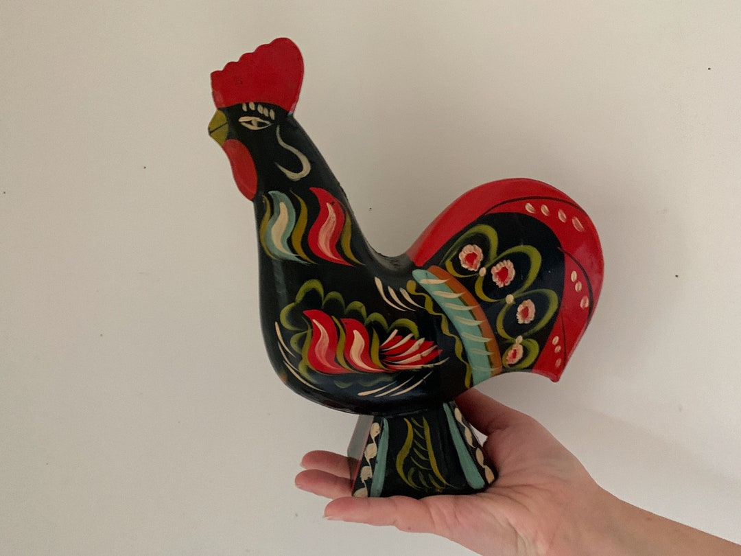 Large Black Dala Rooster, Almost 10 Inch - Etsy